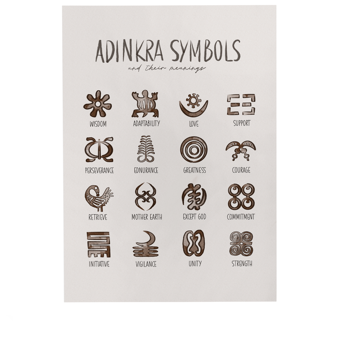 Buy Framed Adinkra Symbols Art Print - Akan African Mythology Inspired ...