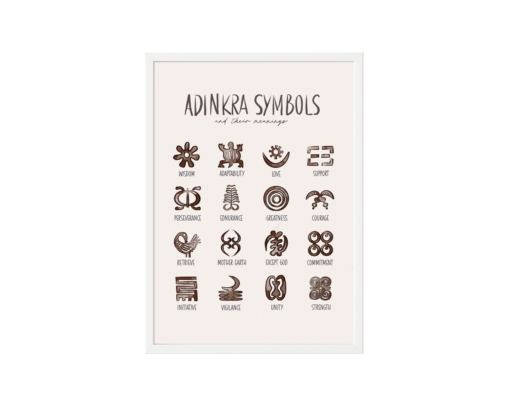 Buy Framed Adinkra Symbols Art Print - Akan African Mythology Inspired ...