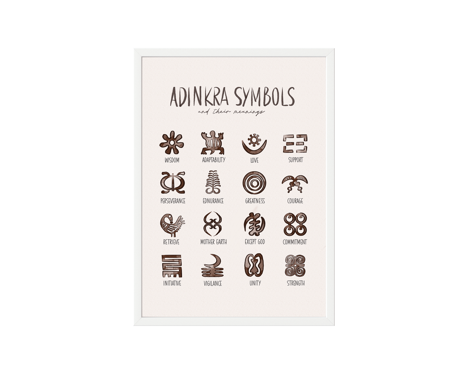 Buy Framed Adinkra Symbols Art Print - Akan African Mythology Inspired ...