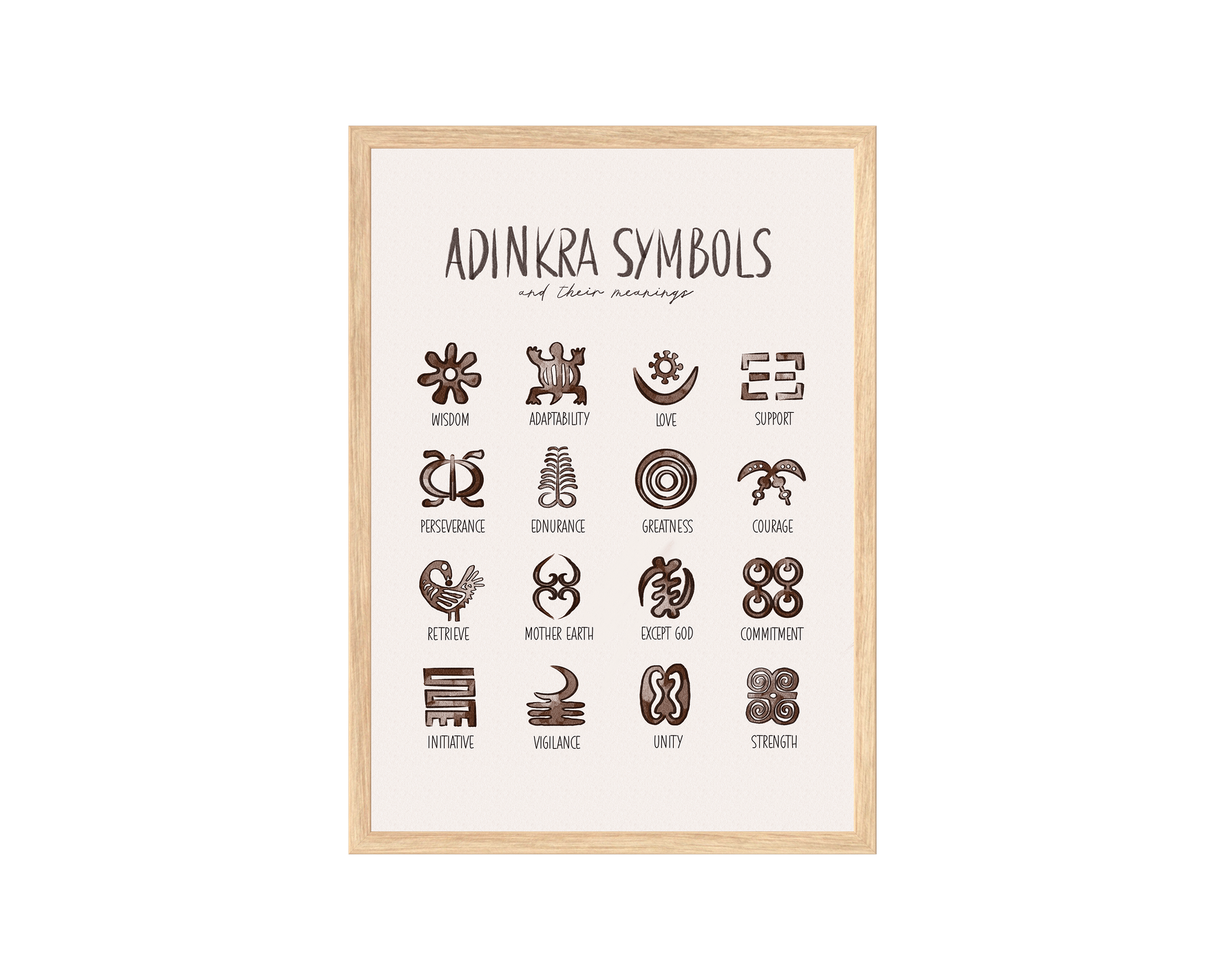 Buy Framed Adinkra Symbols Art Print - Akan African Mythology Inspired ...
